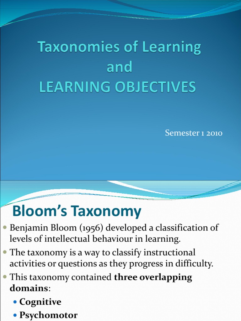 Taxonomies of Learning | PDF | Goal | Learning