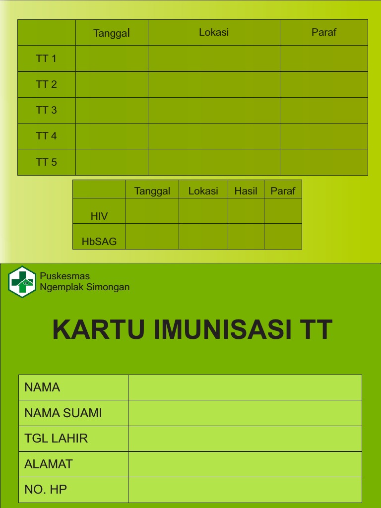 Kartu Imunisasi PDF | PDF