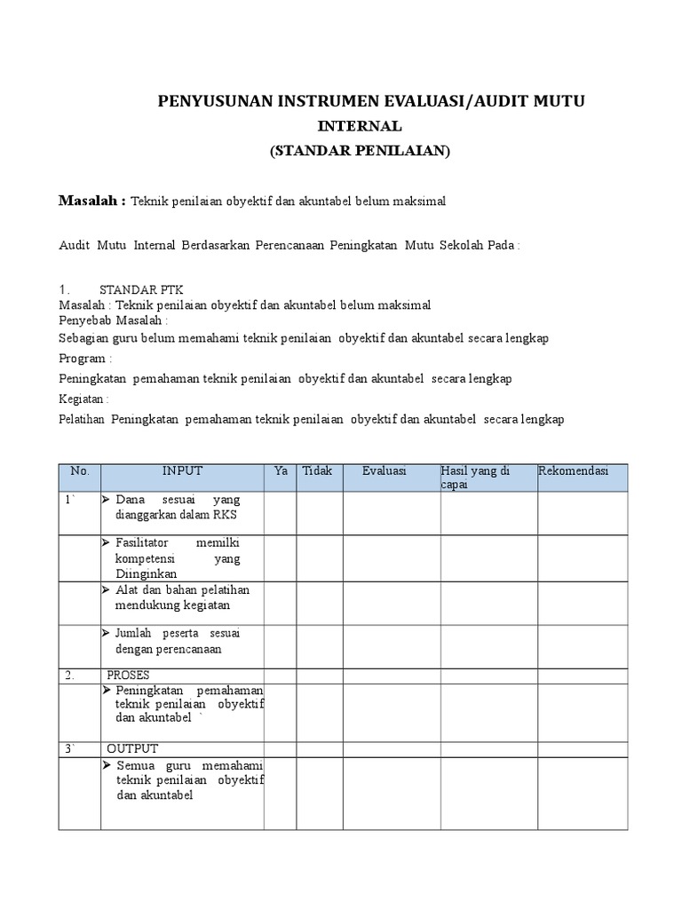 Contoh Laporan Hasil Audit Mutu Internal Sd