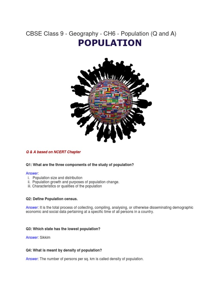 Population: CBSE Class 9 - Geography - CH6 - Population (Q and A) | PDF ...