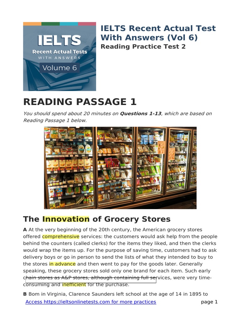 Reading Passage 1 Ielts Recent Actual Test With Answers Vol 6 Pdf