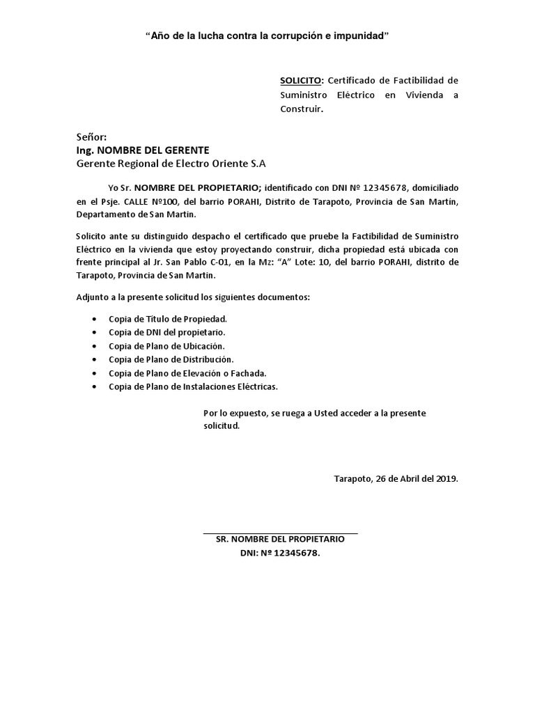 Solicitud de Certificado de Factibilidad de Servicios | PDF Solicitud de Certificado de Factibilidad de Servicios | PDF