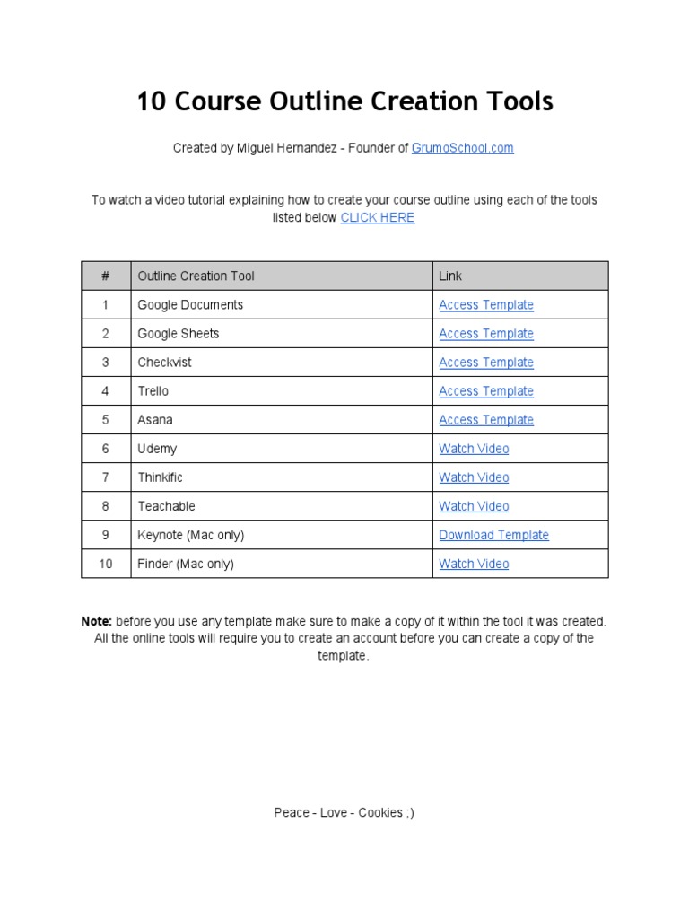 Course Outline Templates | PDF
