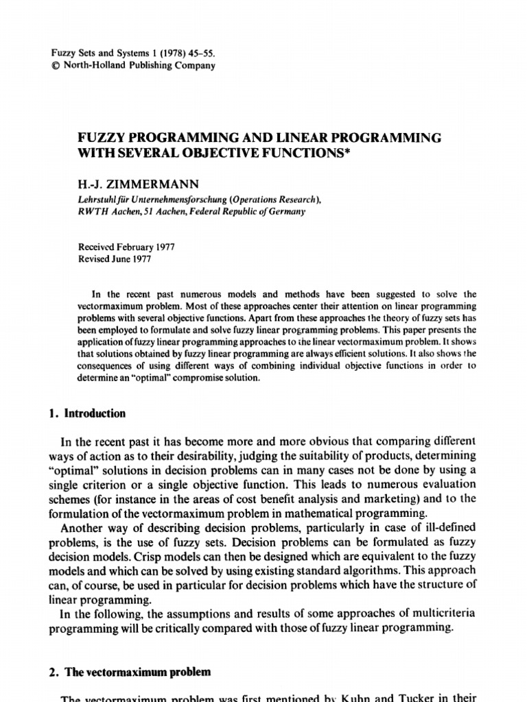 Zimmerman | PDF | Mathematical Optimization | Linear Programming
