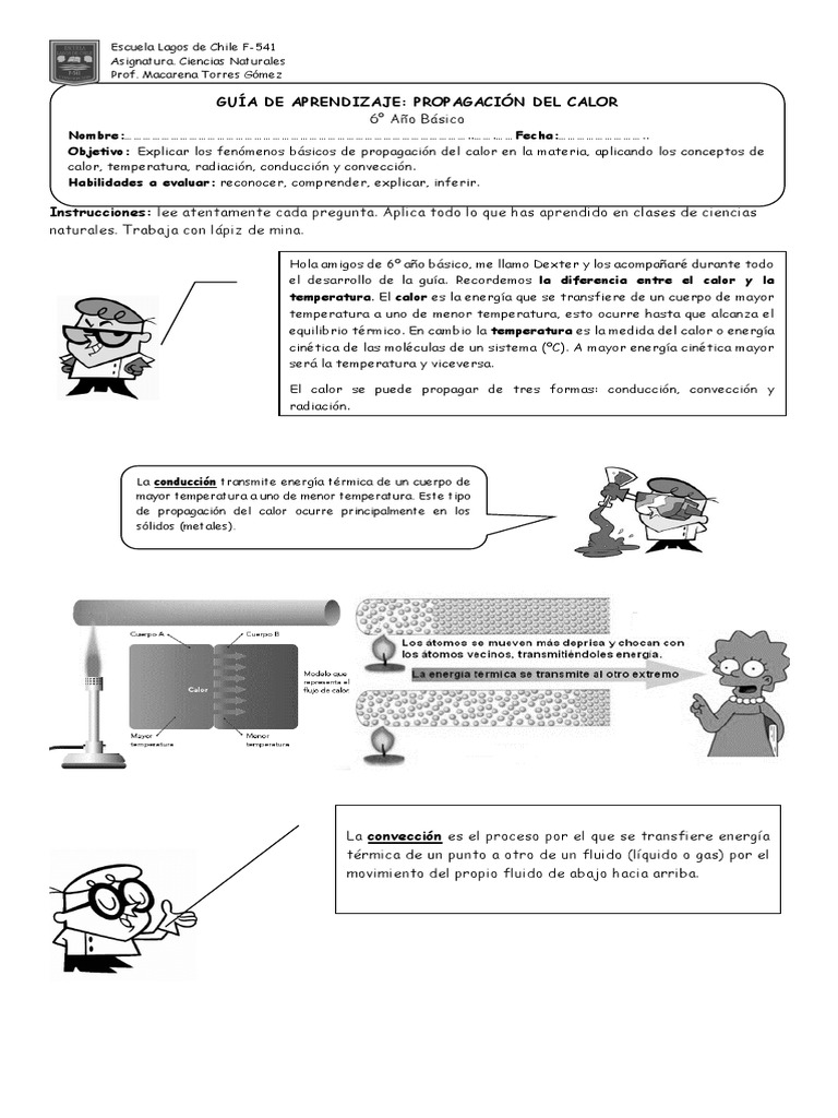 Guía de Calor y Temperatura 6° Básico | PDF | Conduccion termica | Calor