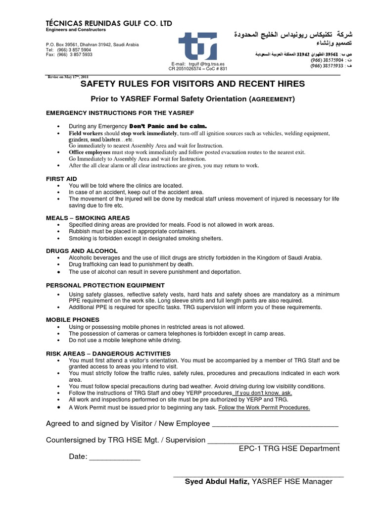 Temporary Safety Orientation | PDF | Safety | Business