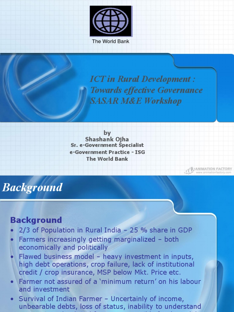 ICT in Rural Development: Towards Effective Governance SASAR M&E ...