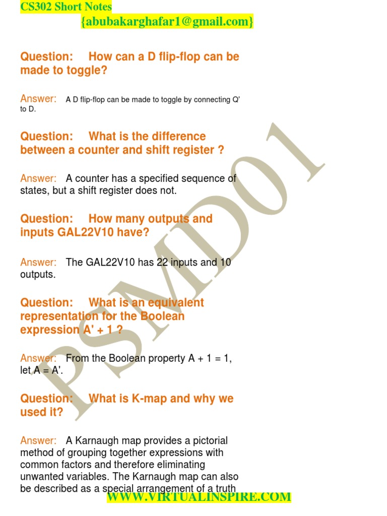 Cs 302 Short Notes | Download Free PDF | Logic Gate | Electronic Circuits