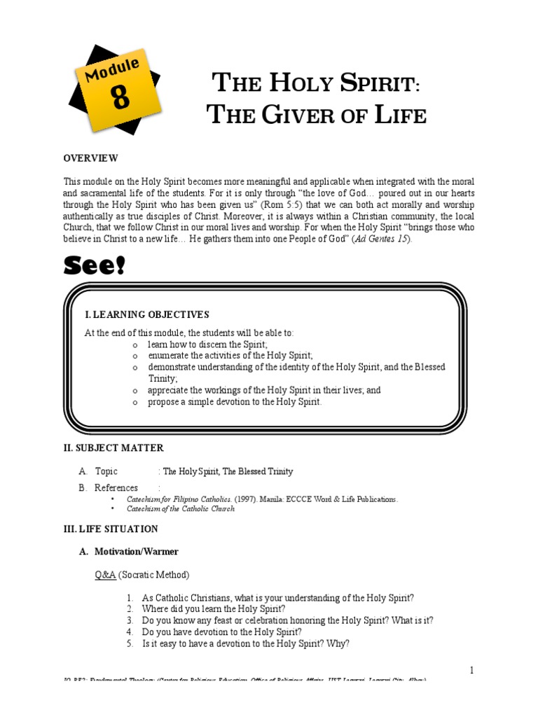 Student Handout - Module 8 - The Holy Spirit | PDF | God The Father ...