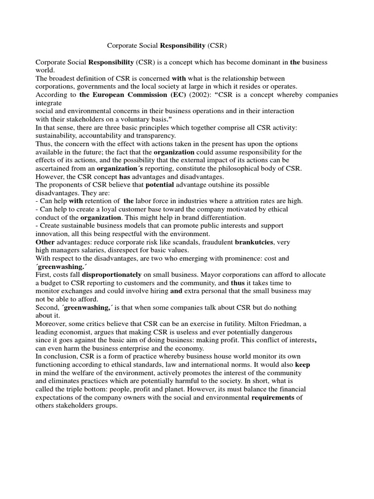 Corporate Social Responsibility | PDF | Corporate Social Responsibility ...