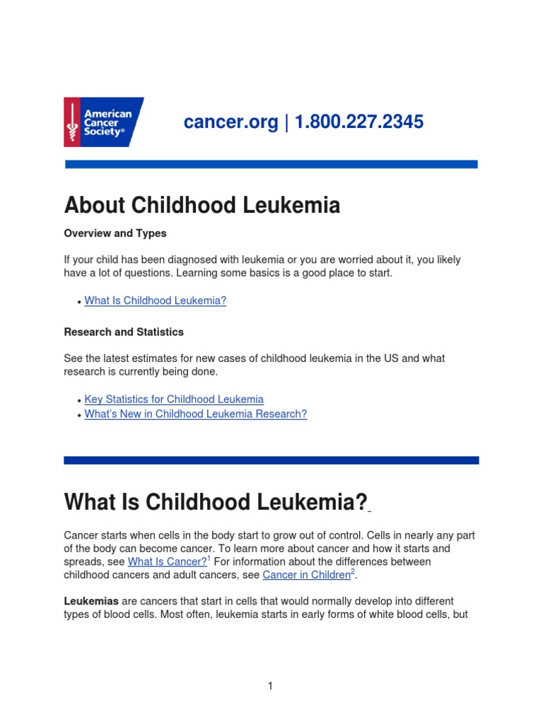 About Childhood Leukemia: Overview and Types | PDF | Leukemia | Granulocyte