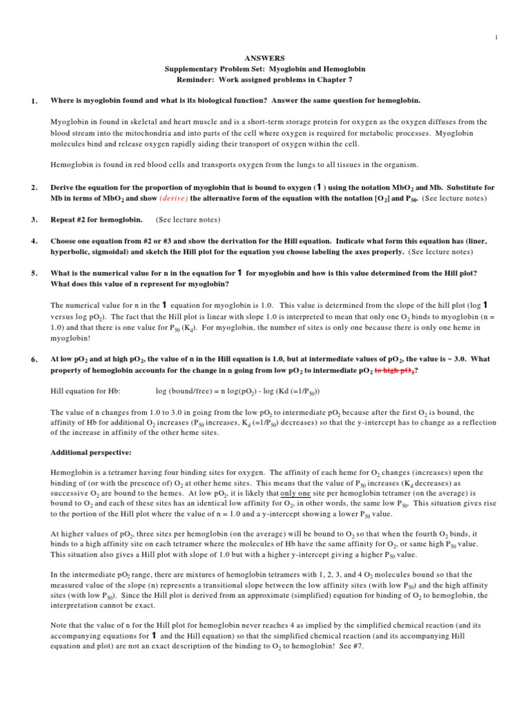 Hill Plot | PDF | Hemoglobin | Biology