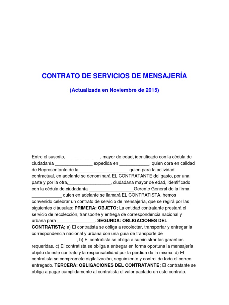 Contrato de Servicios de Mensajería | PDF | Correo | Gobierno