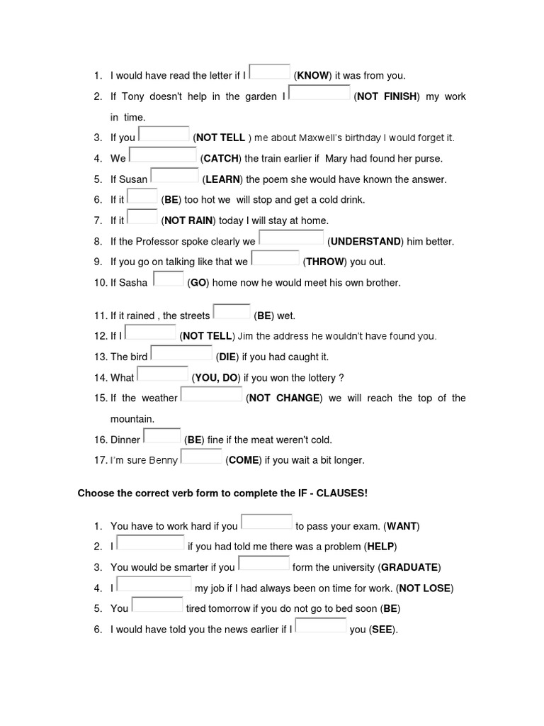 Conditionals Exercises | PDF