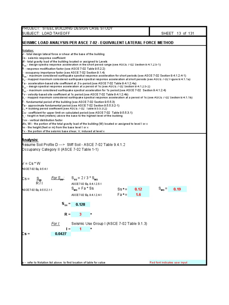 Seismic Load Analysis Per Asce 7-02 Aisc-08 | Civil Engineering | Solid ...