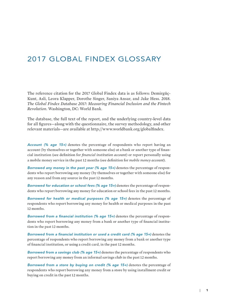 2017 Global Findex Glossary: The Global Findex Database 2017: Measuring ...