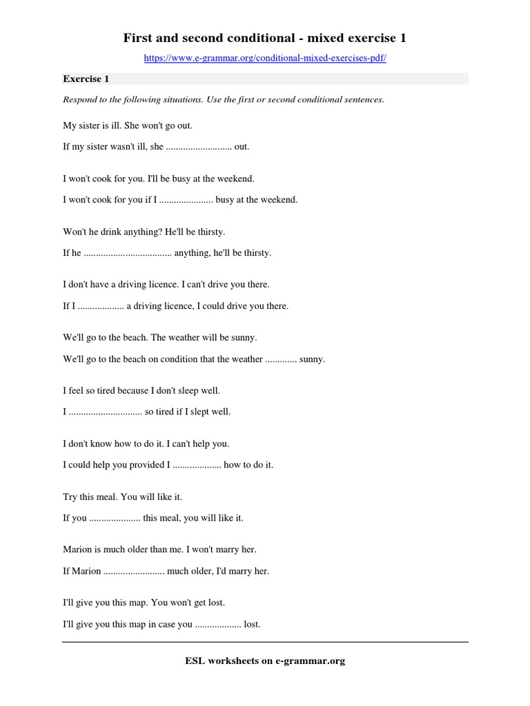 Mixed Conditionals - Exercises