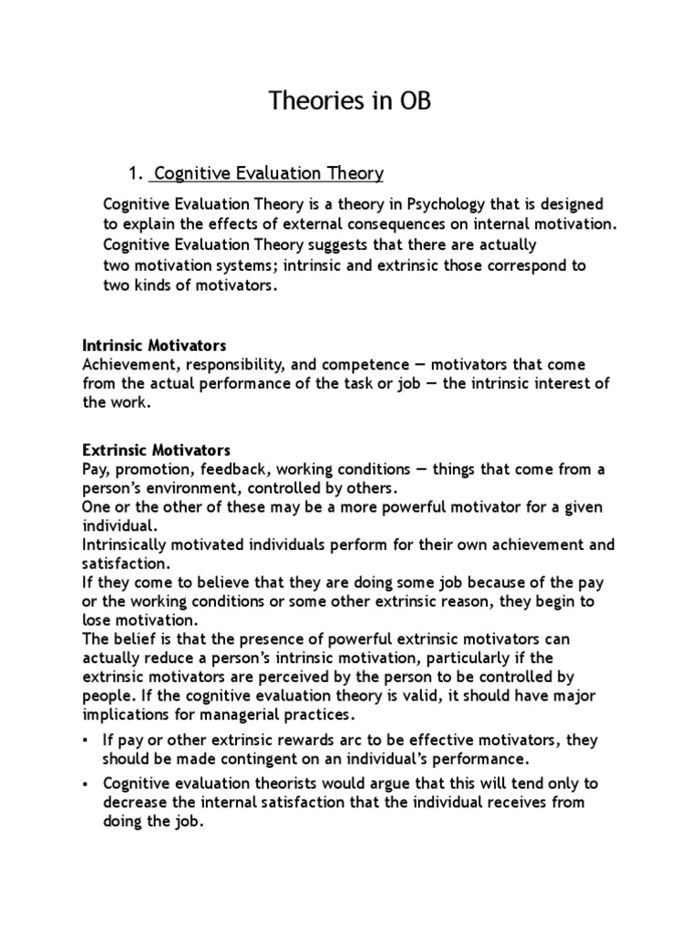 Theories in OB | PDF | Goal Setting | Leadership