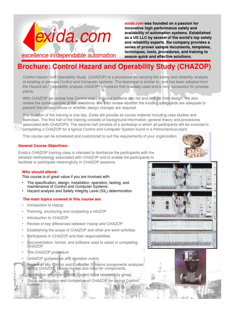 Brochure: Control Hazard and Operability Study (CHAZOP) : Excellence in ...