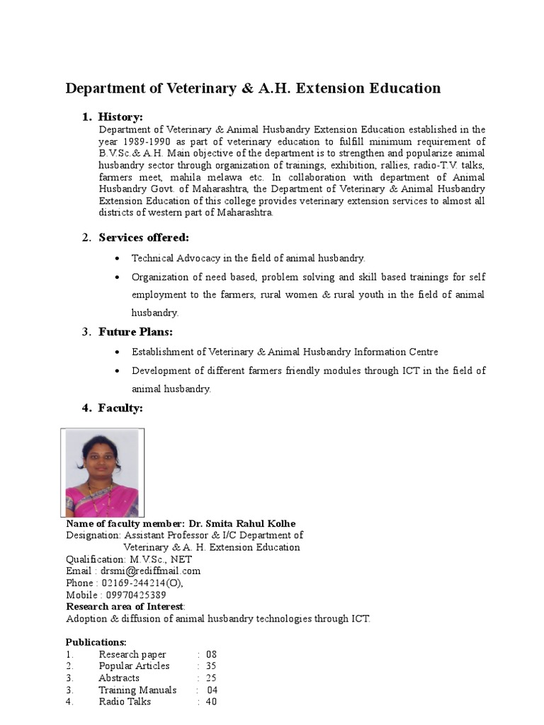 Department of Veterinary &: A.H. Extension Education | PDF | Demand ...