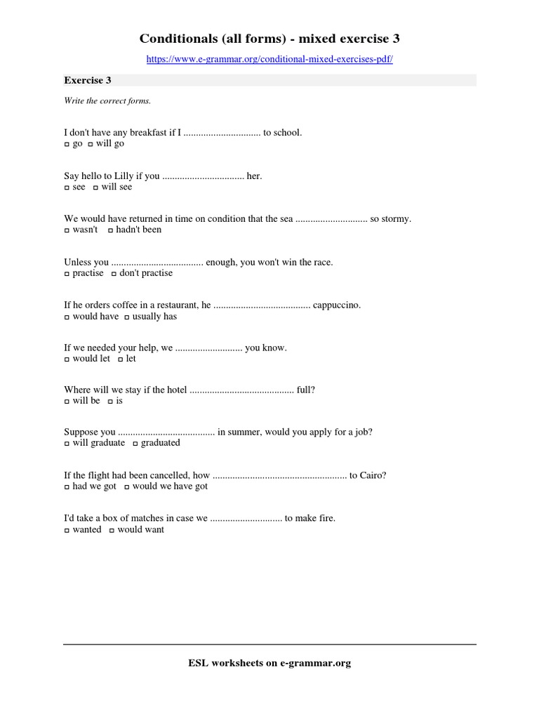 Mixed Conditional Exercise 3 PDF | PDF