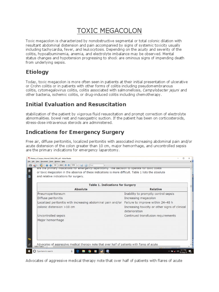 Emergency Management of Toxic Megacolon: Indications for Medical ...