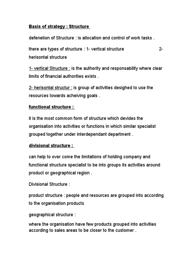 Basis of Strategy: Structure | PDF | Stakeholder (Corporate) | Value Chain