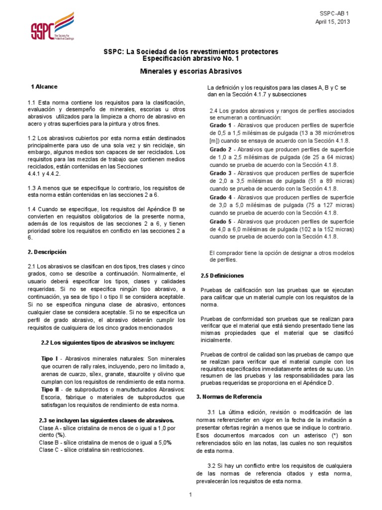 SSPC Ab1 Traduccion | PDF | Rayo gamma | Abrasivo