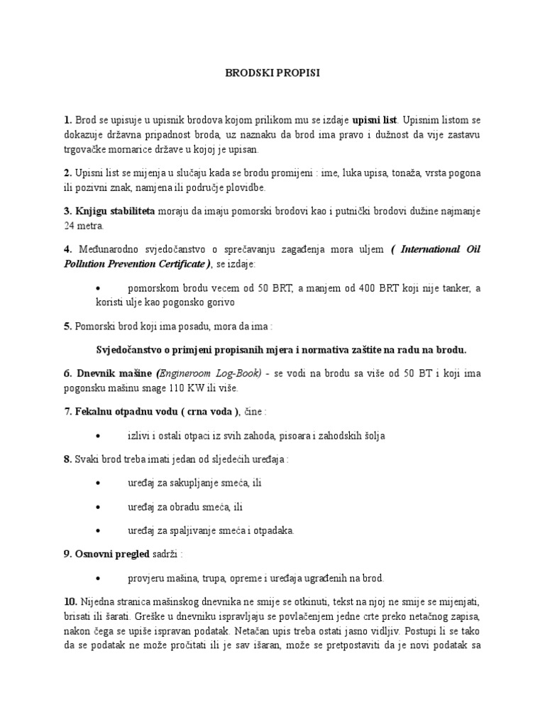 Brodski Propisi | PDF