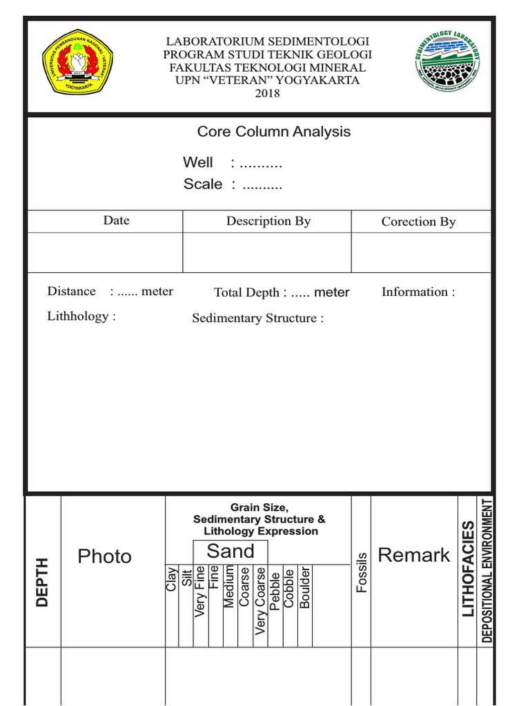 Sand Photo Remark: Core Column Analysis Well: .......... Scale | PDF