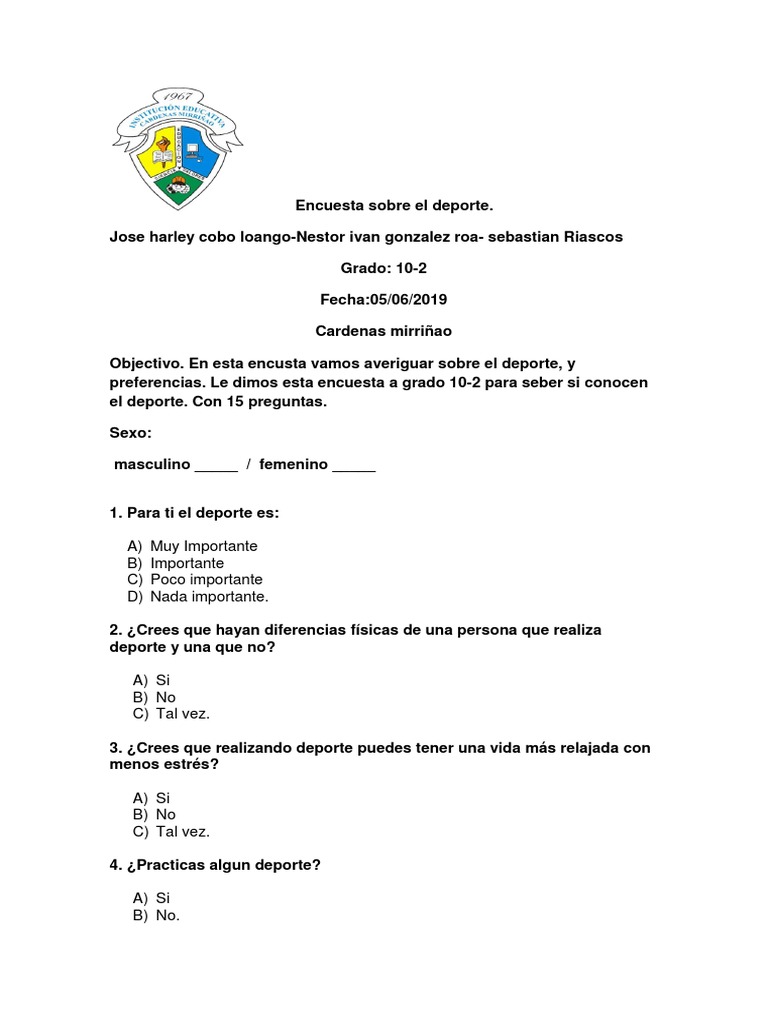 Encuesta Sobre El Deporte 000 | PDF