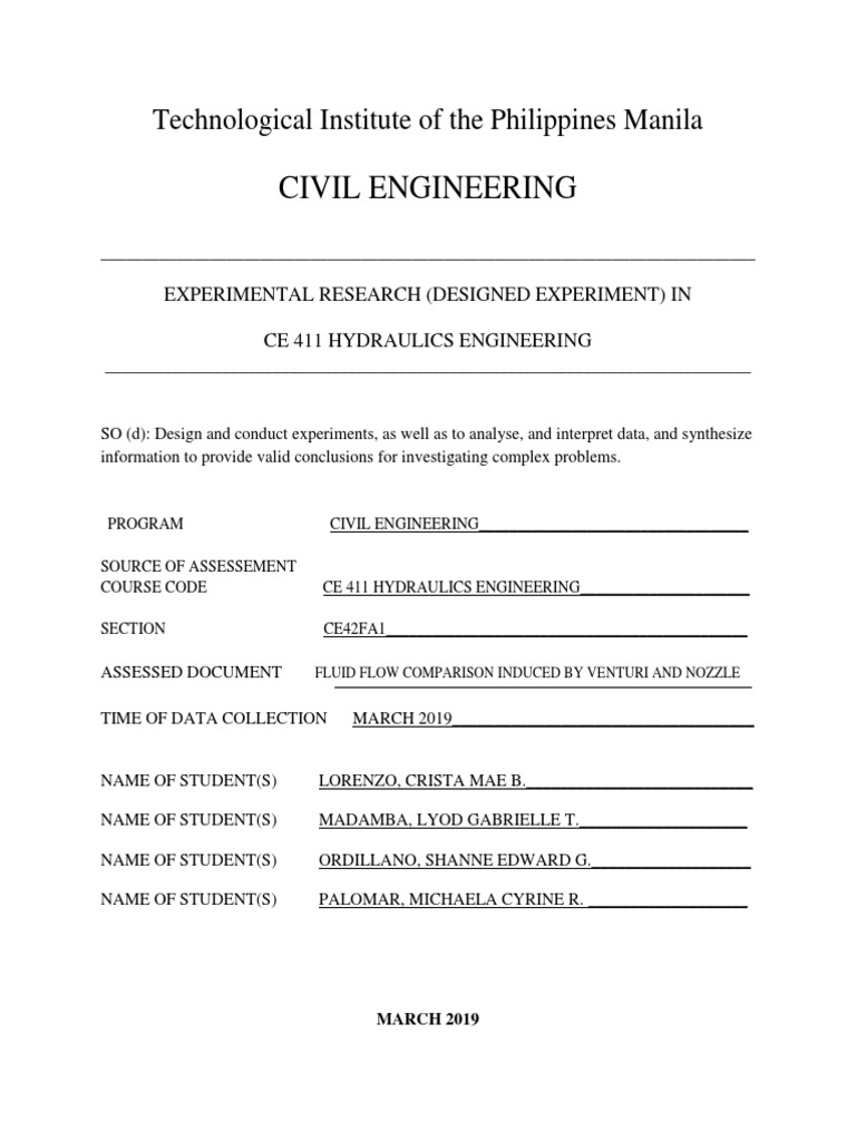 Civil Engineering: Technological Institute of The Philippines Manila | PDF