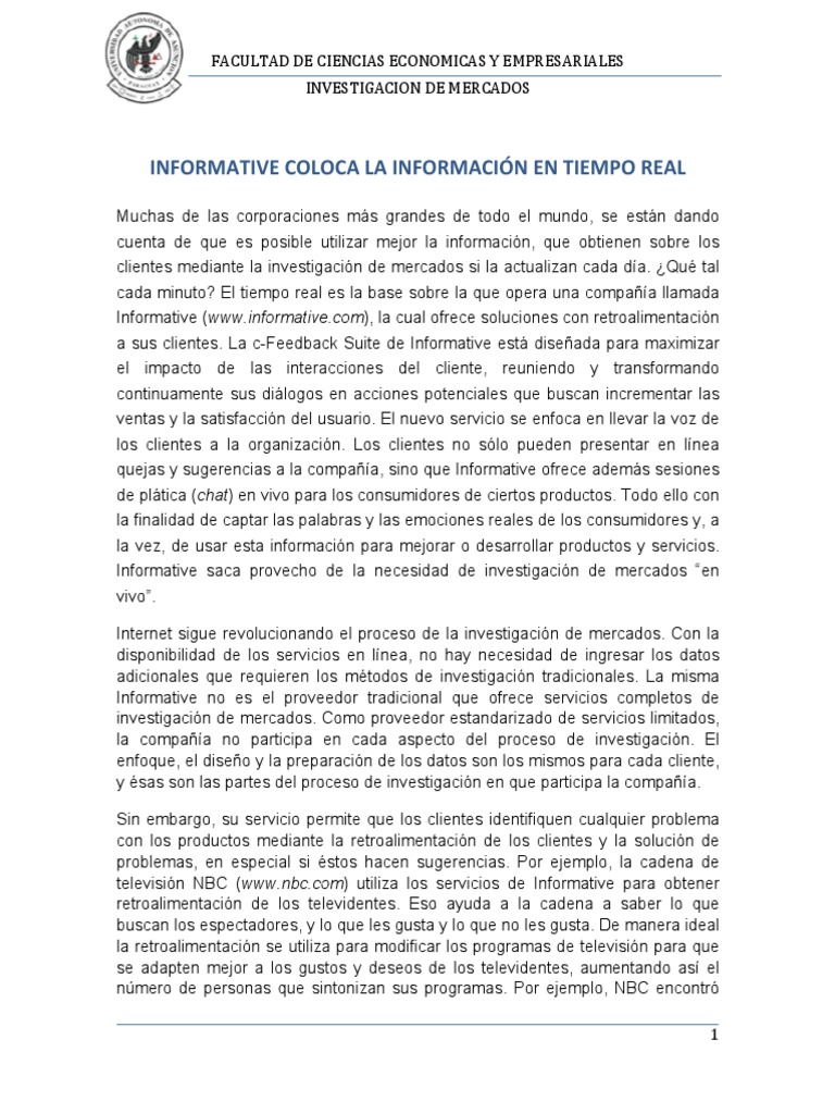 06.informative Coloca La Información en Tiempo Real | PDF ...