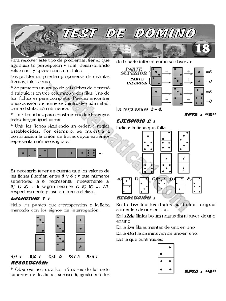Test Sicologico Domino Respuestas PDF | PDF