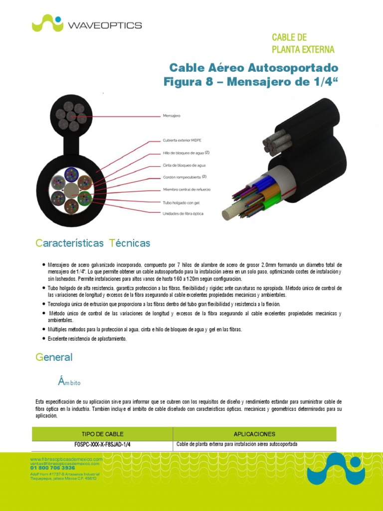 Cable Autosoportado | PDF | Fibra óptica | Física Aplicada e ...