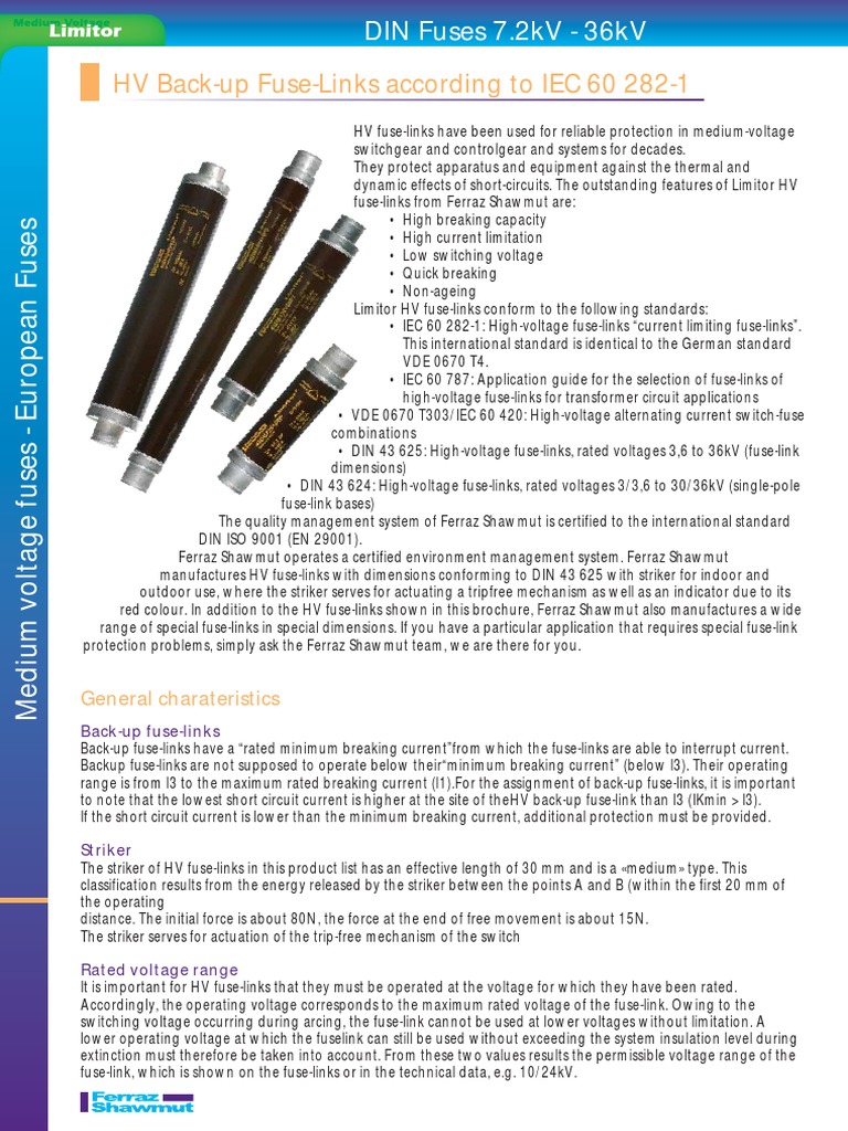 DIN Fuses 7.2kV - 36kV | PDF | Fuse (Electrical) | High Voltage