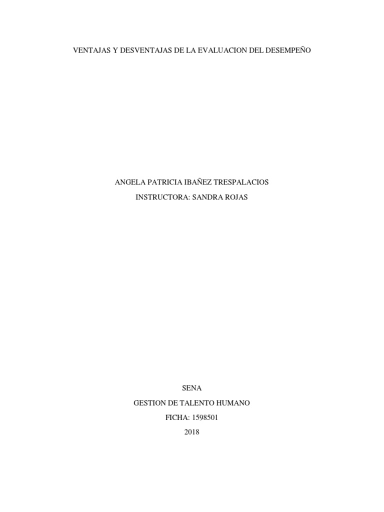 Ventajas y Desventajas de La Evaluacion Del Desempeño | PDF