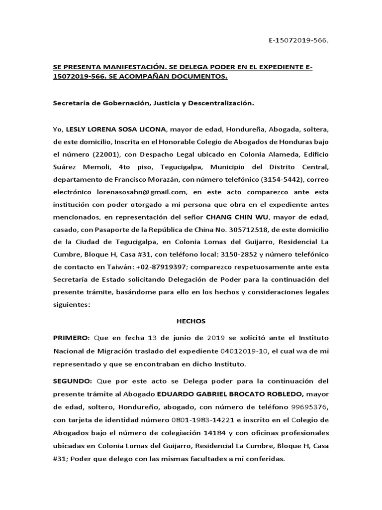 Delegación de Poder en Honduras | PDF | Honduras | Información del gobierno