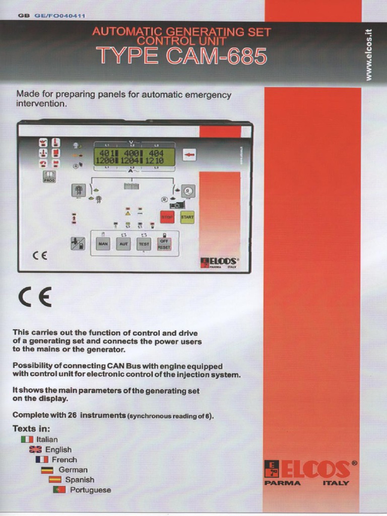 ELCOS - CAM685 Genset Controller | PDF
