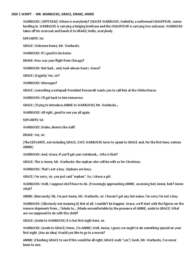 Annie Audition Sides and Monologues | PDF | Annie (Musical)