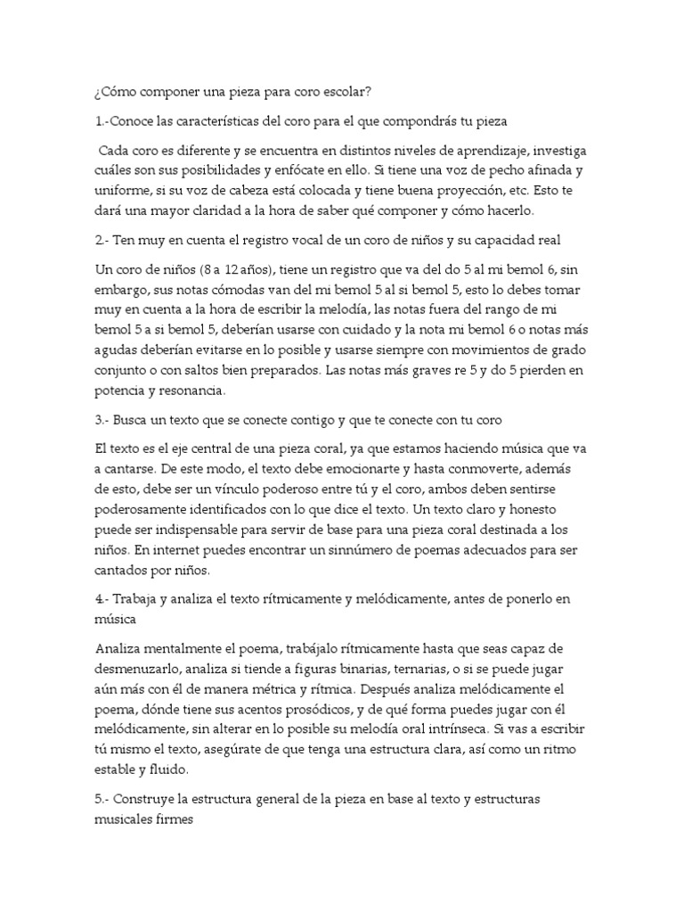 Cómo Componer Una Pieza para Coro Escolar | PDF | Ritmo | Armonía
