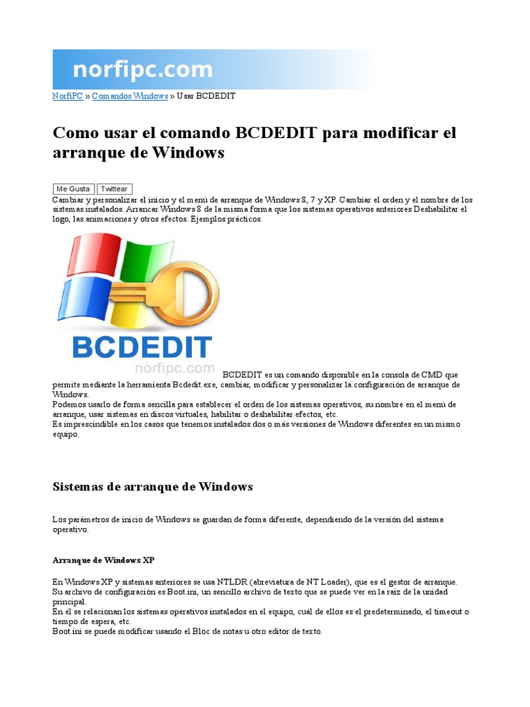 Bcdedit Windows | PDF | Archivo de computadora | Arranque