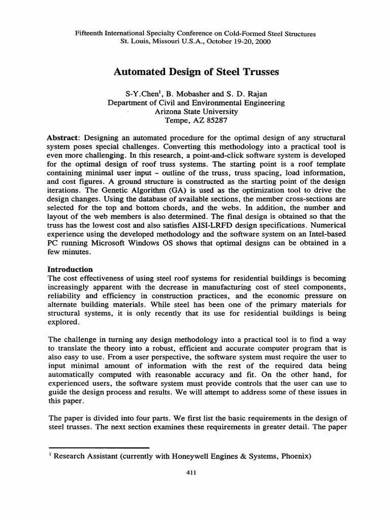 Automated Design of Steel Trusses PDF | PDF | Truss | Mathematical ... Automated Design of Steel Trusses PDF | PDF | Truss | Mathematical ...