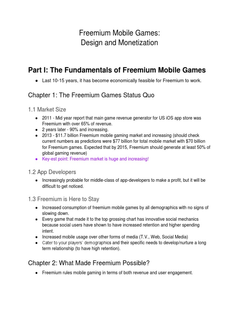 Part I: The Fundamentals of Freemium Mobile Games | PDF