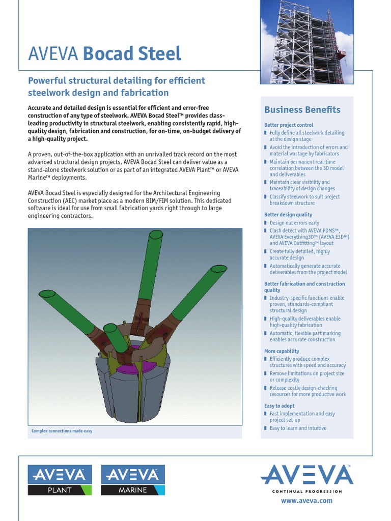 AVEVA Bocad Steel Product Brochure | PDF | Engineering | Metal Fabrication