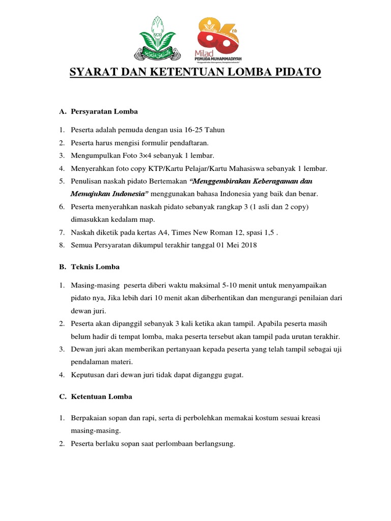 Syarat Dan Ketentuan Lomba | PDF