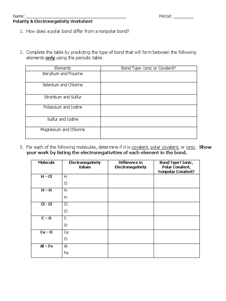 Bond Polarity and Electronegativity | PDF | Foreign Language Studies ...