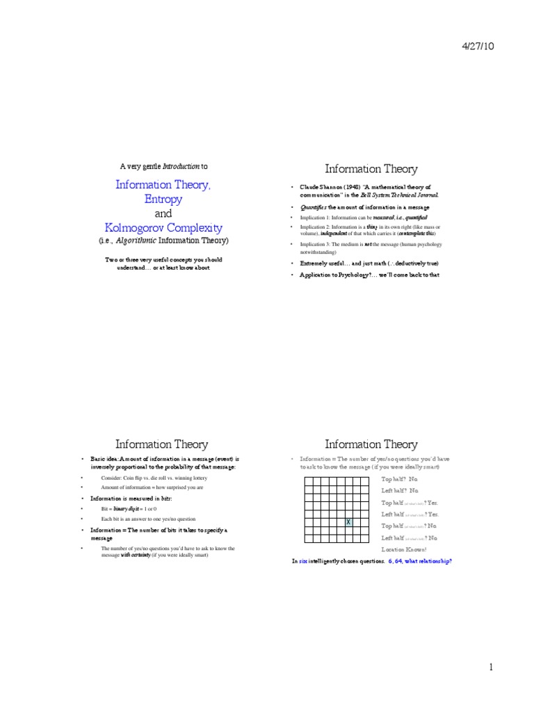Information Theory Entropy And Kolmogorov Complexity Pdf Bit Entropy
