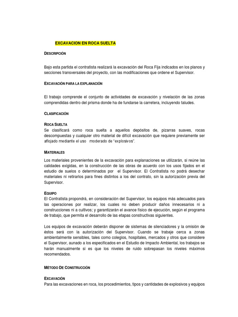 Excavación en roca suelta: Procedimientos, equipos y métodos de ...