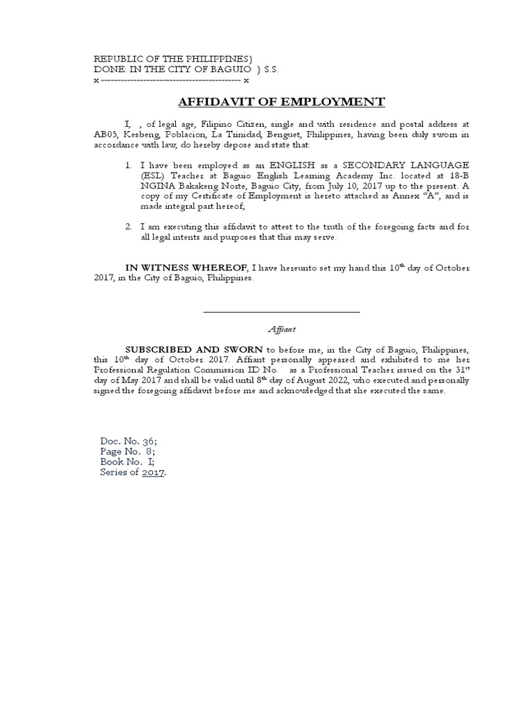 36 - Affidavit of Employment | PDF